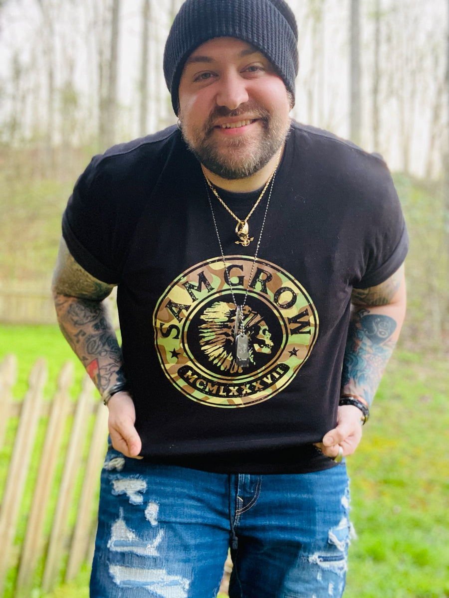 Unisex Green Camo Official Logo T Shirt – Sam Grow Merch Store